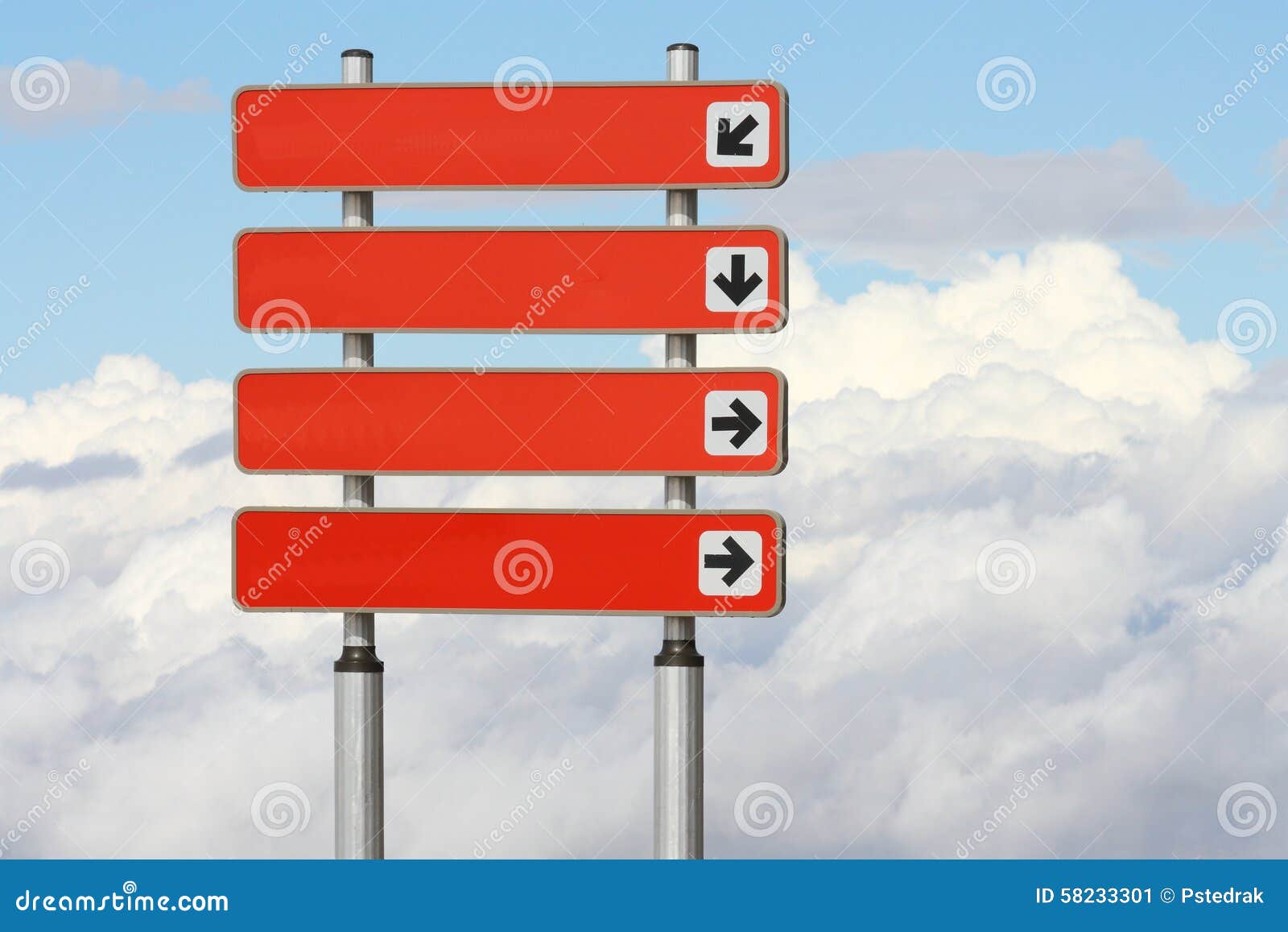 Red Signpost with Direction Arrows Stock Image - Image of left ...