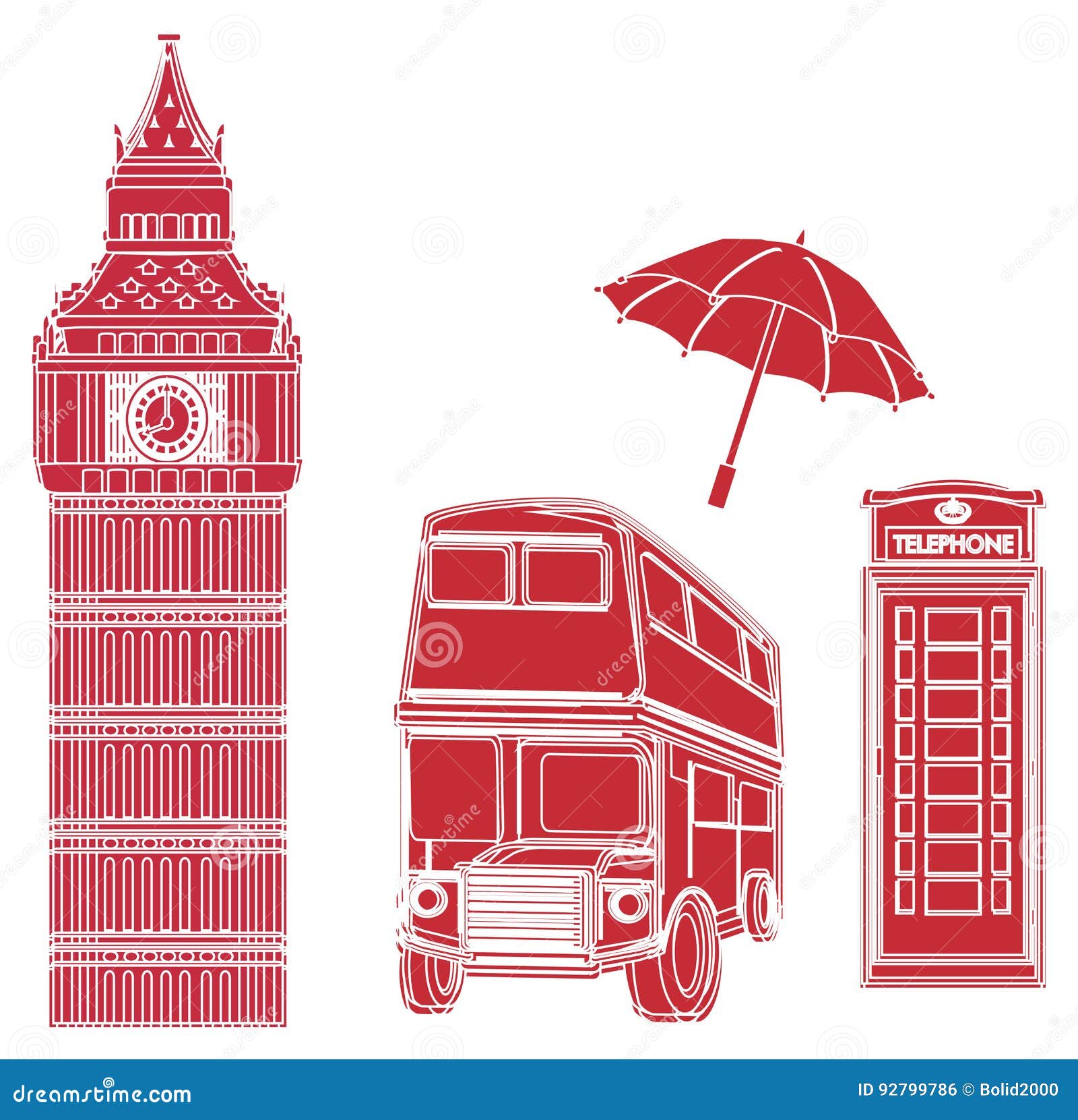 Red signs of London stock illustration. Illustration of capital - 92799786