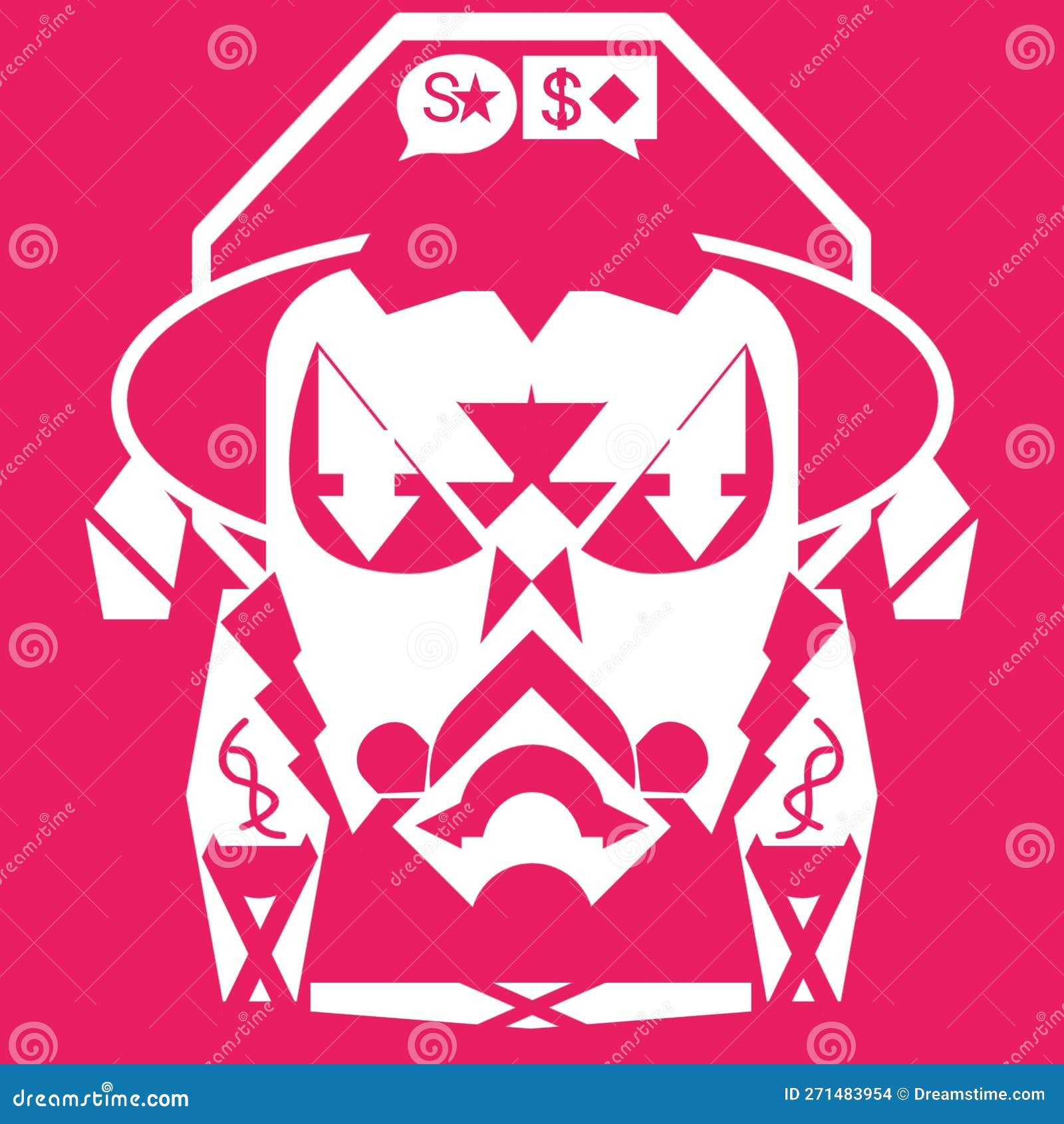 Red Silhouette of a Non Friendly Facial Expression Stock Illustration ...