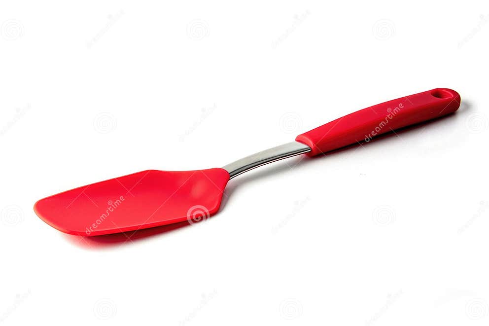 A Red Silicone Spatula Isolated on a White Background Stock ...