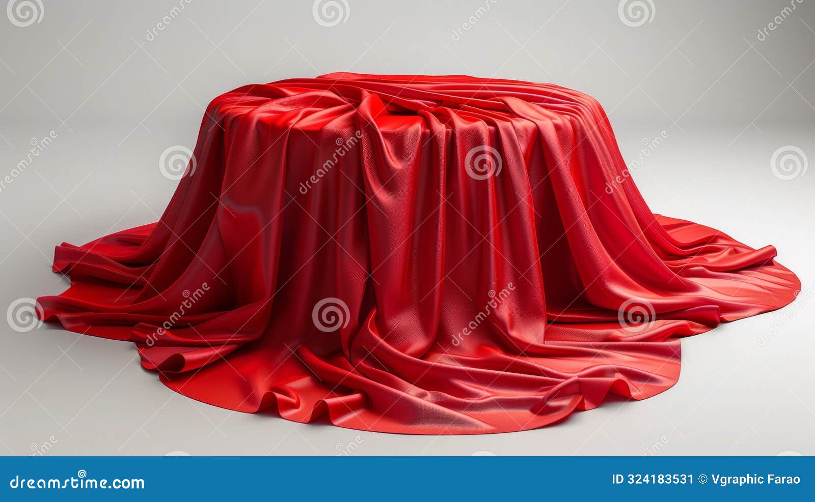 Red Silk Cloth Draped Over a Round Object on a White Background Stock ...