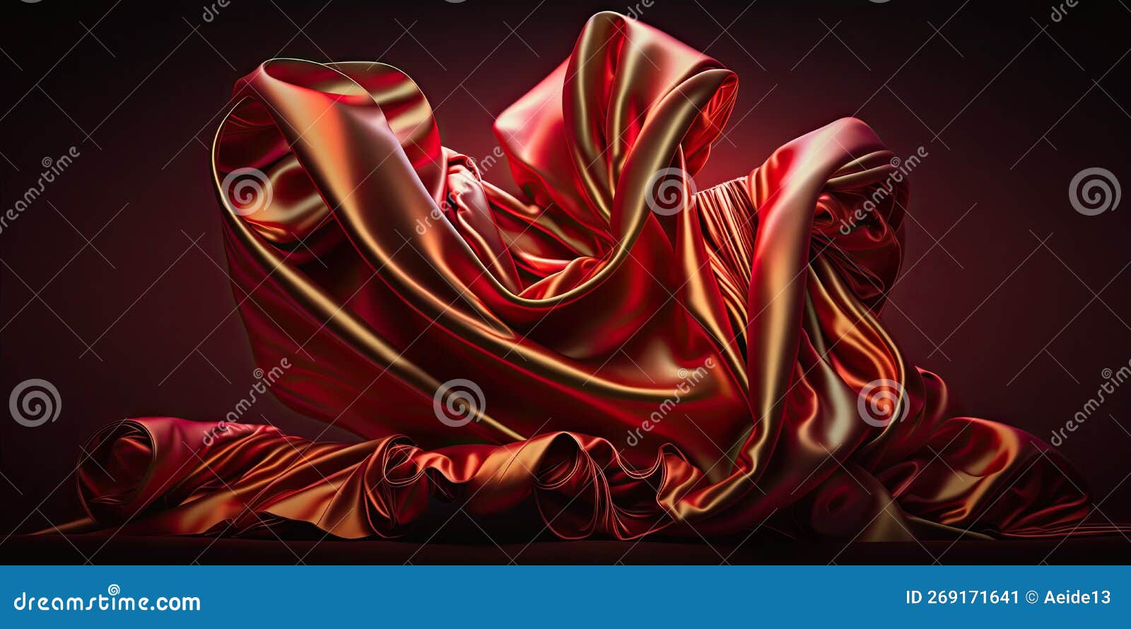 Red Silk Fabric Background. Ruby Satin Cloth Rippling and Blowing in ...