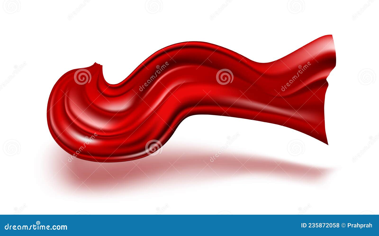 Red Silk Fabric Flying on White. Banner Template Stock Illustration ...