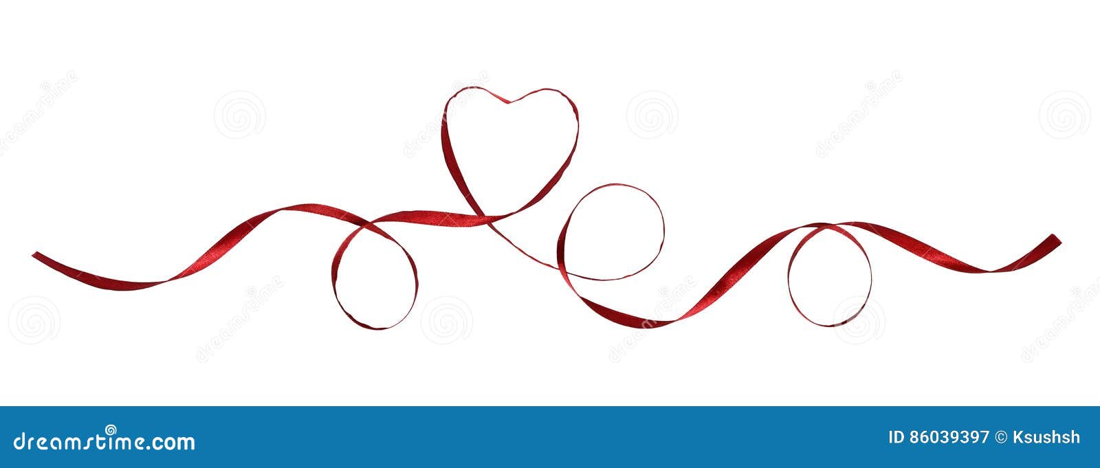 Red Silk Ribbon Loops and Heart Stock Image - Image of spiral, ribbon ...