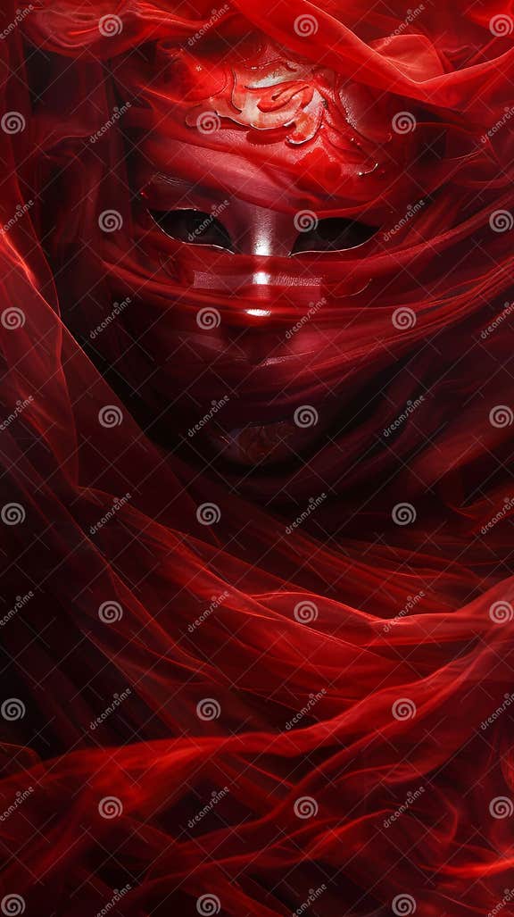 Red Silk Ripples Behind a Ghostly Mask a Powerful Image for an Upscale ...
