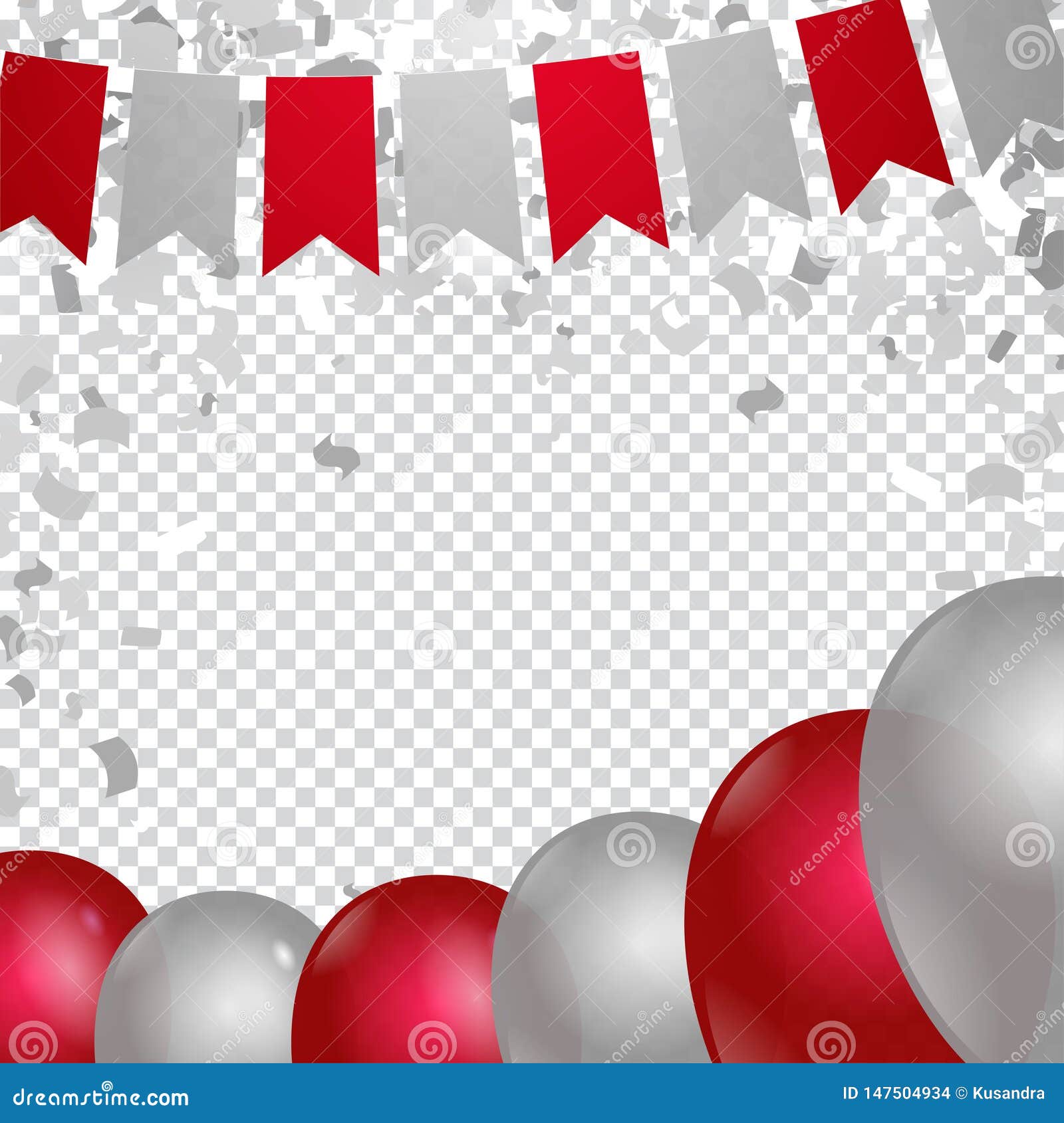 Red and Silver Congratulation Square Template with Flags and Balloons ...