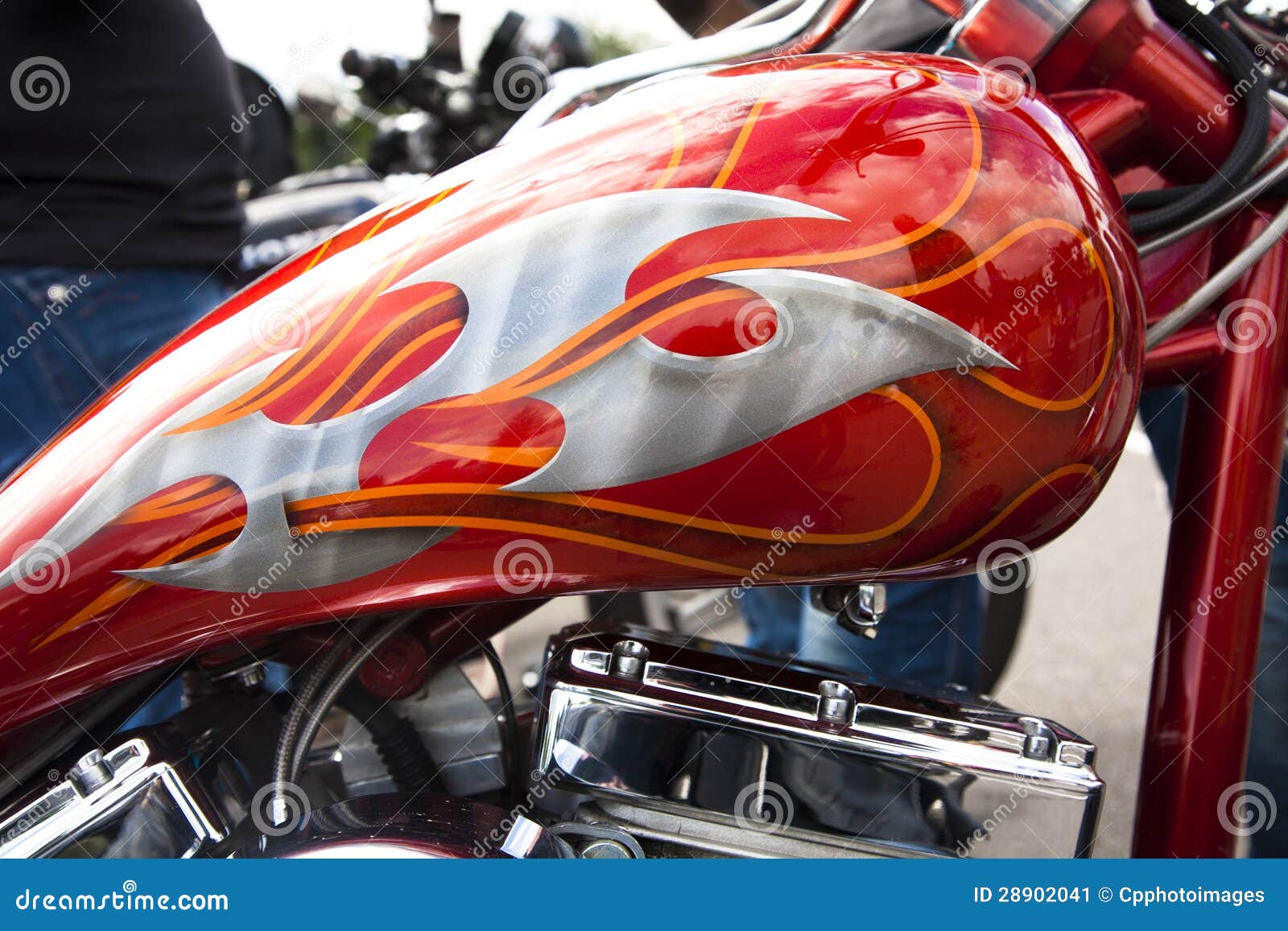 Red and Silver Customised Motorcycle Tank Stock Image - Image of orange ...