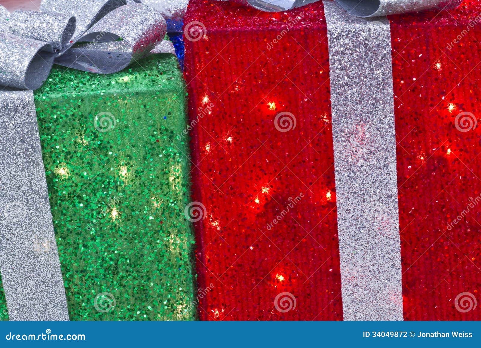 Red, Silver and Green Christmas Present Stock Photo - Image of ornament ...