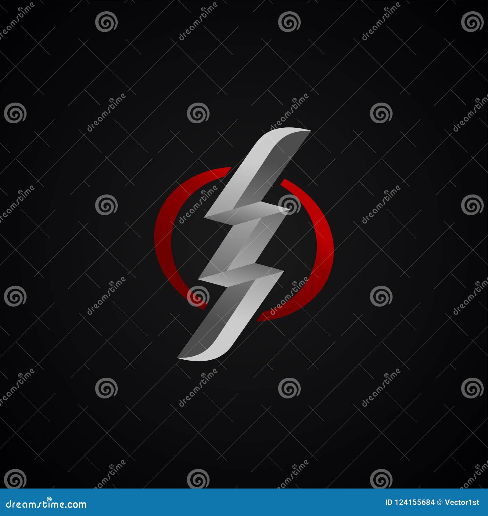 Red Silver Lightning Bolt Thunder Sign Stock Vector - Illustration of ...
