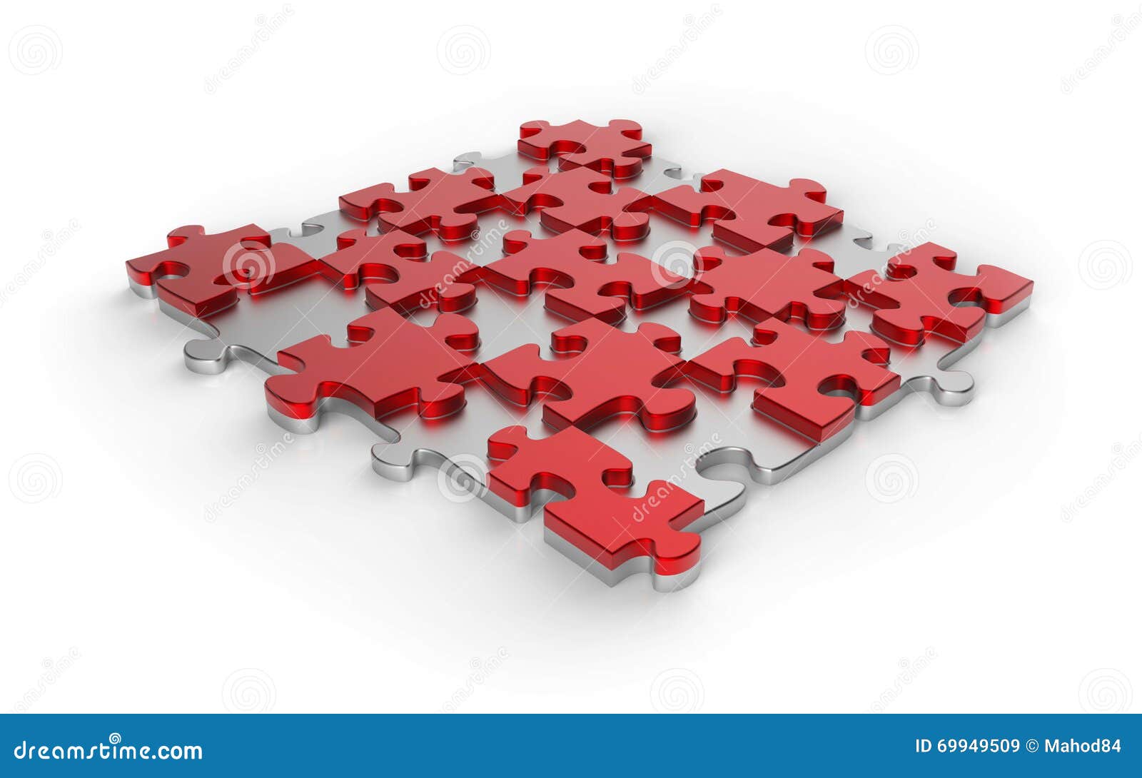Red and Silver Metal Jigsaw Puzzle. Stock Illustration - Illustration ...