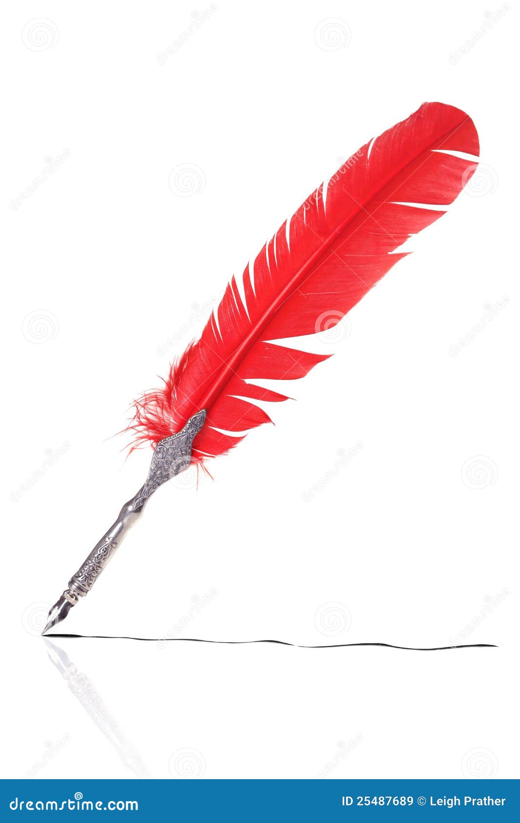 Red and silver quill stock image. Image of fashioned - 25487689