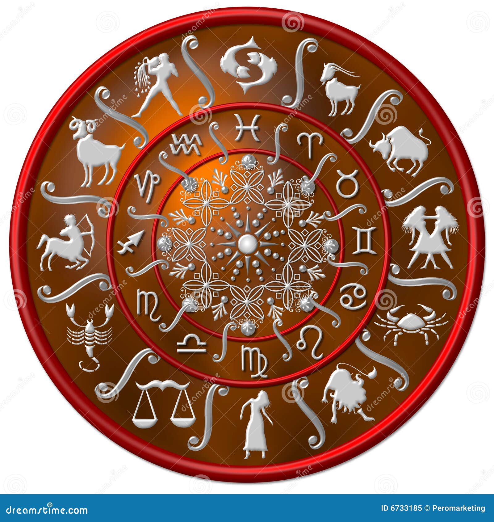 Red and silver zodiac disc stock illustration. Illustration of device ...