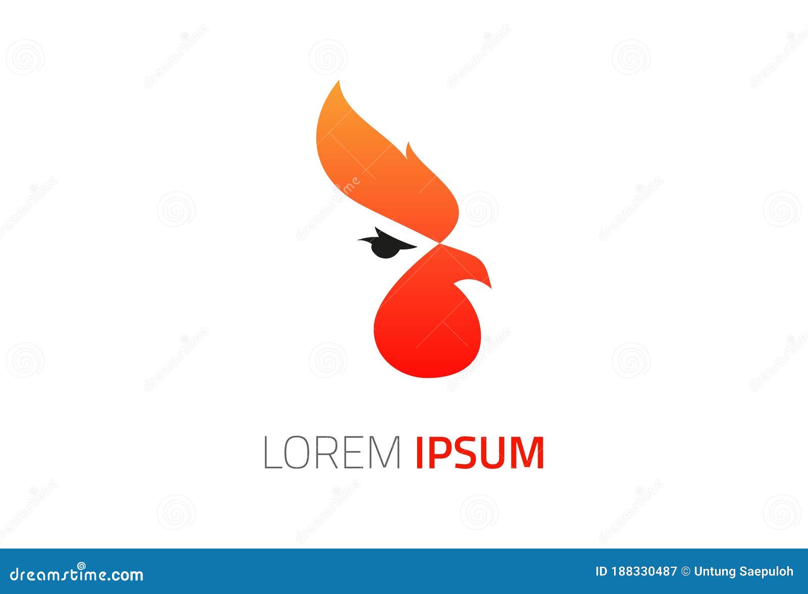 Red Simple Negative Space Chicken Logo Design Stock Vector ...