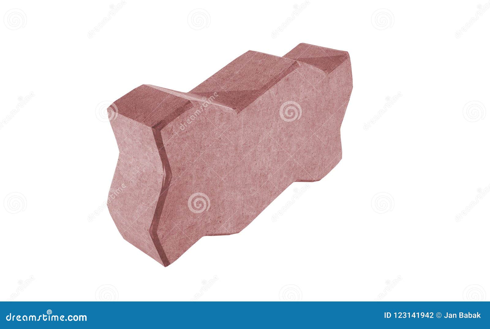 Red Single Lock Paving Brick. Isolated on White Background Stock ...