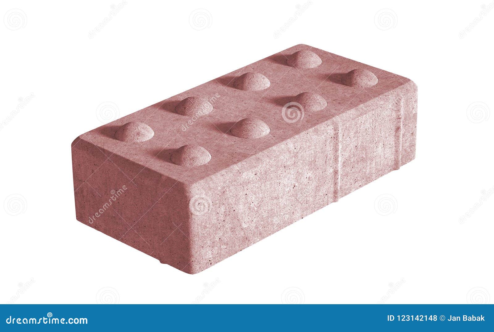 Red Single Lock Paving Brick. Isolated on White Background Stock ...