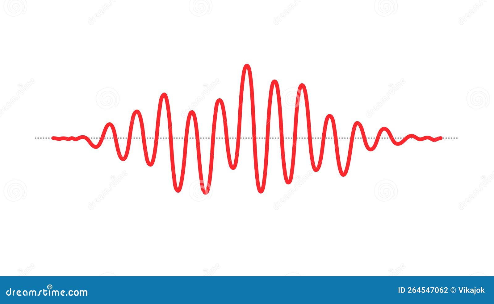 Red Sinusoid Impulse Signal Line Black Curve Sound Wave Voice Or