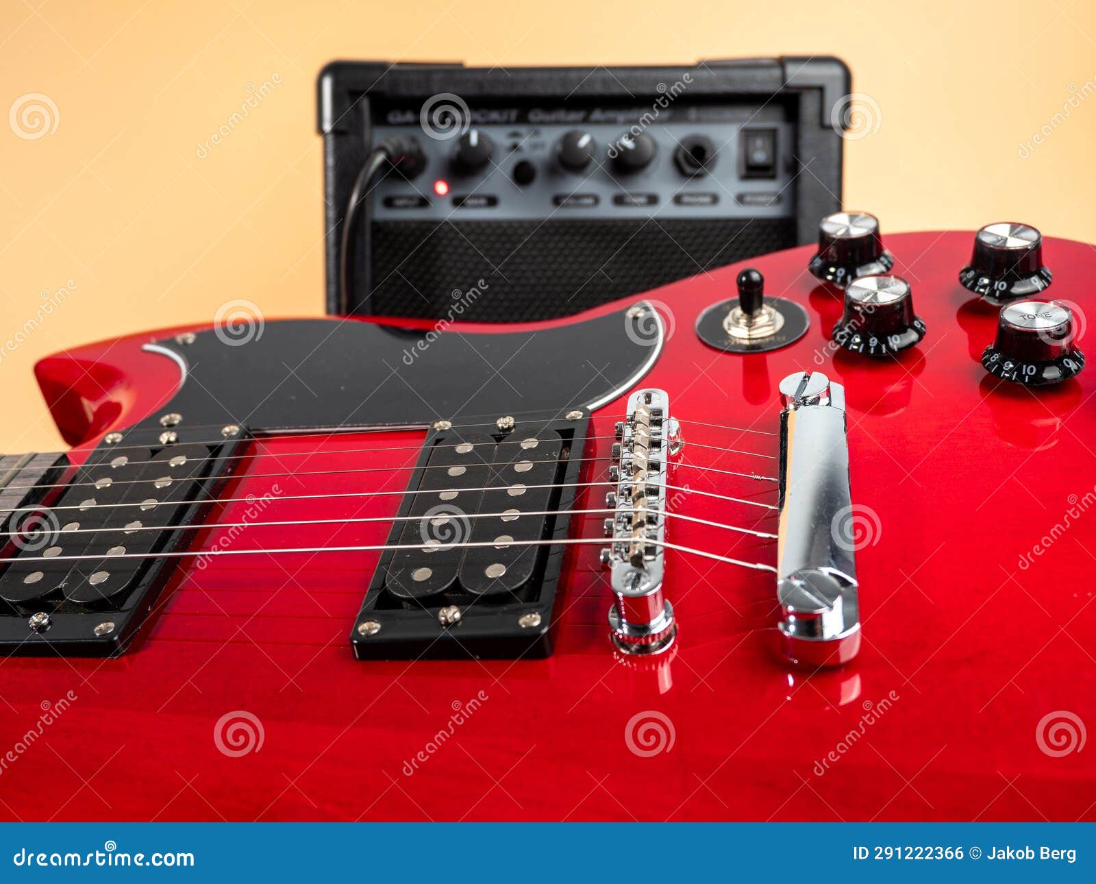 Red Six-string Electric Guitar. Stock Photo - Image of rock, loud ...