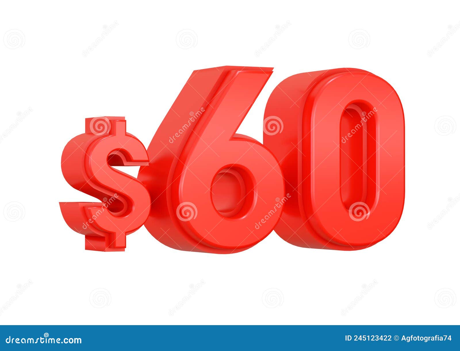 Red 60 Sixty Dollars Price Symbol Isolated on White Background Stock ...