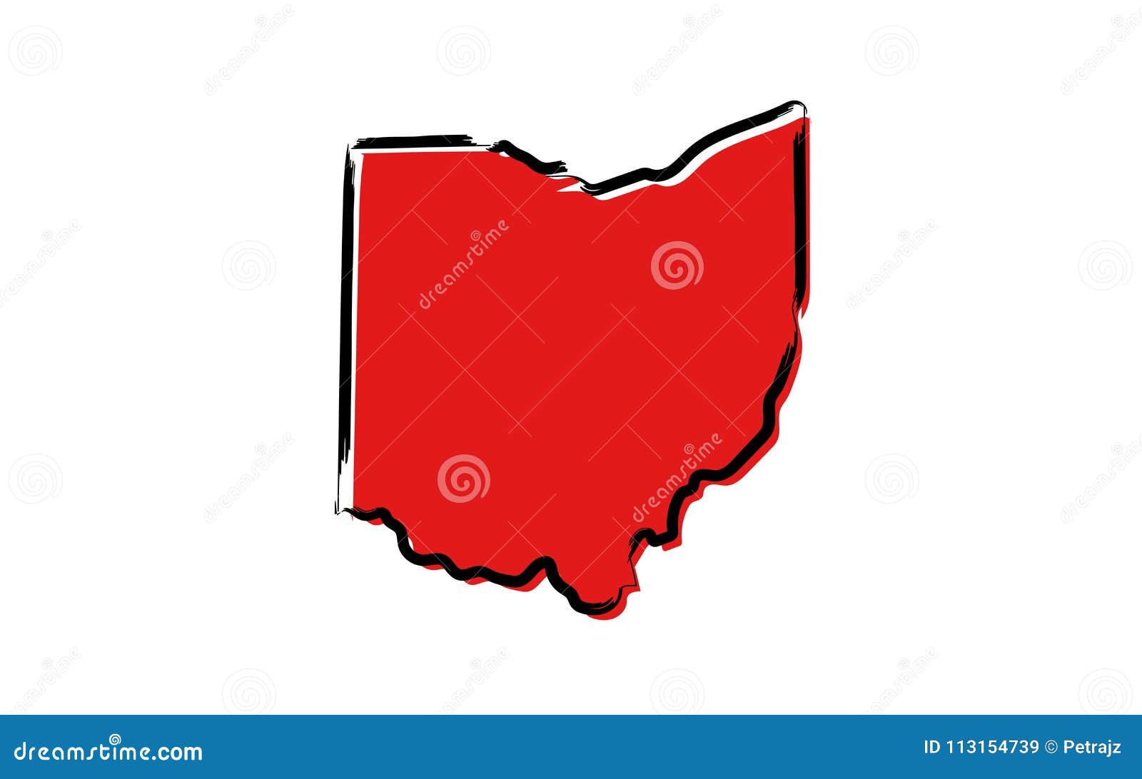 Red sketch map of Ohio stock vector. Illustration of drawing - 113154739