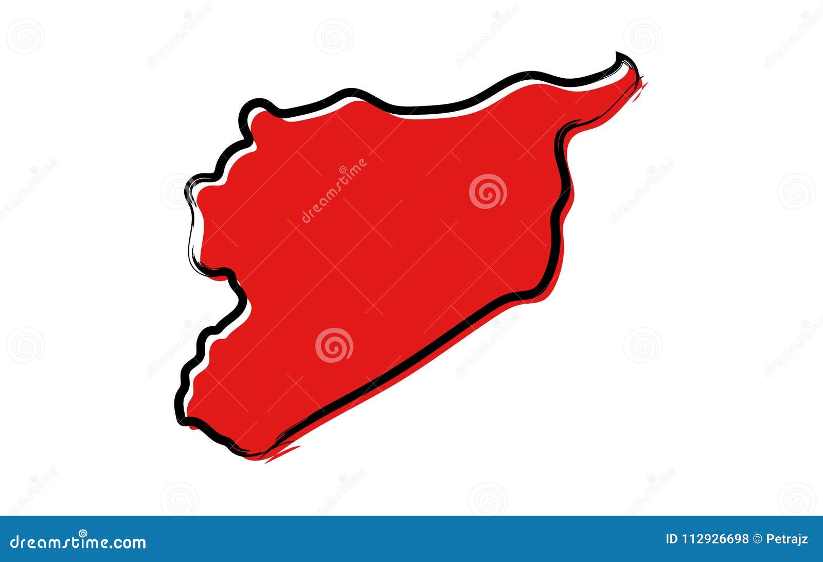 Red sketch map of Syria stock vector. Illustration of damascus - 112926698
