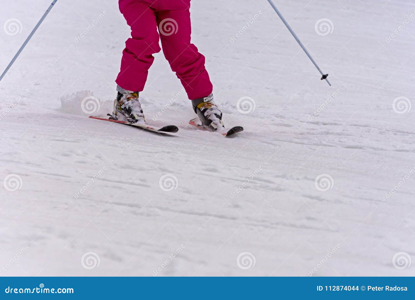 Red Skier Skiing Down Snowy Hill Stock Photo - Image of active, cold ...