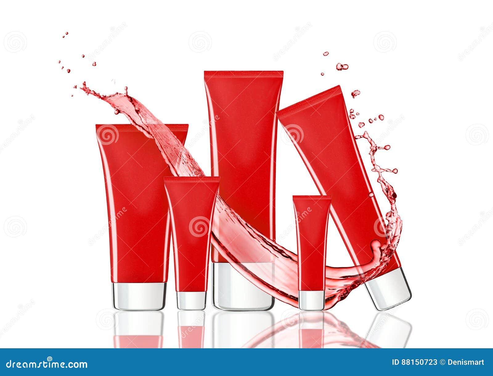 Red Skin Care Cream Containers with Water Splash Stock Illustration ...