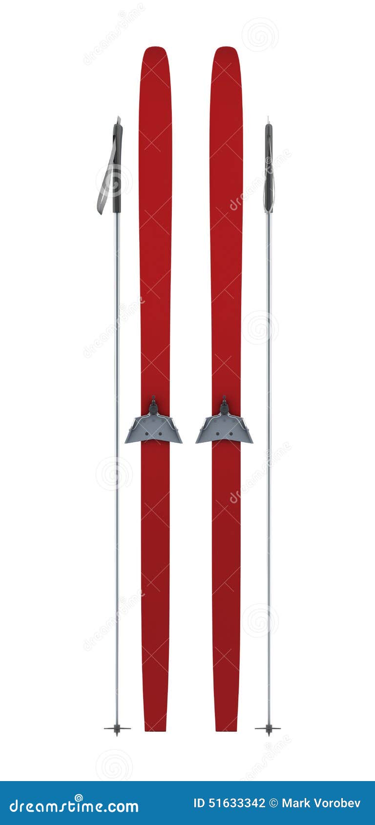 Red Skis and Sticks Front View Stock Illustration - Illustration of ...