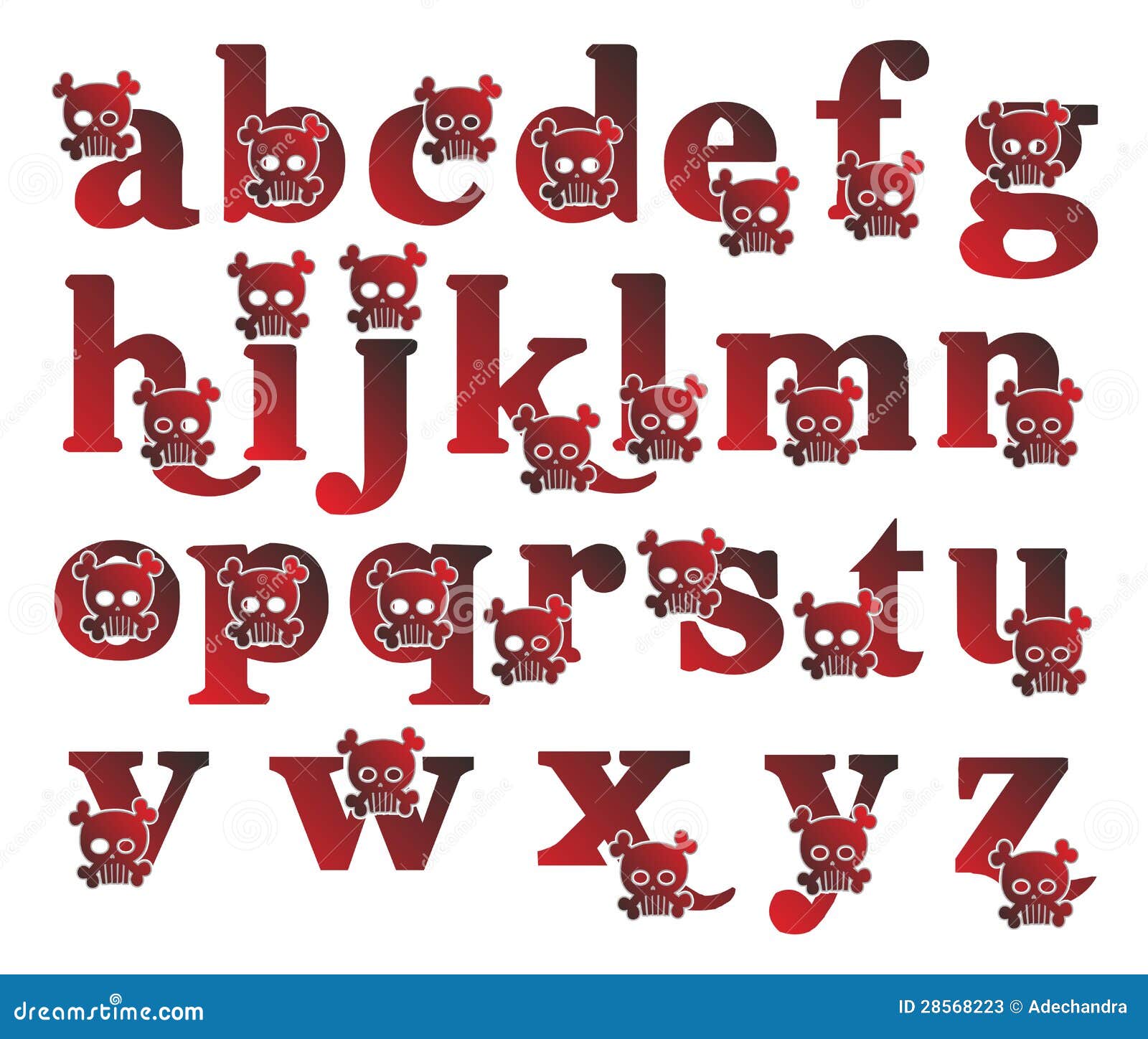 Red skull alphabet stock vector. Illustration of type - 28568223
