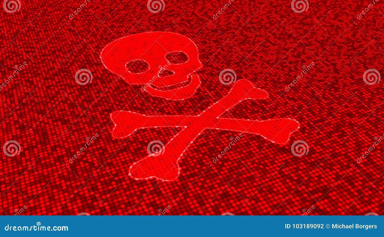 Red Skull Symbol on a Square Matrix Surface Ransomware Stock ...