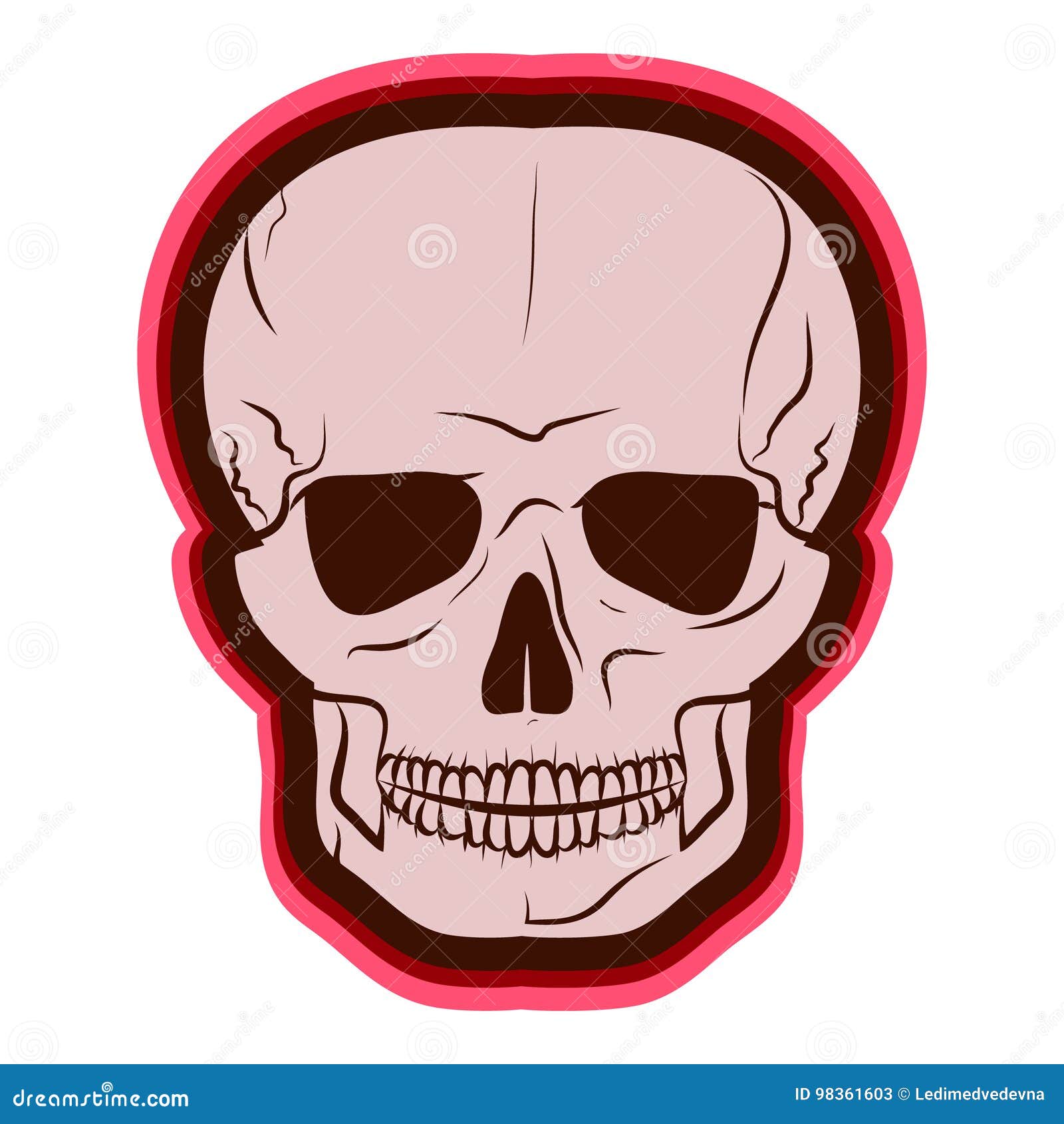 Red Skull. Vector Illustration. Drawing by Hand. Stock Vector ...