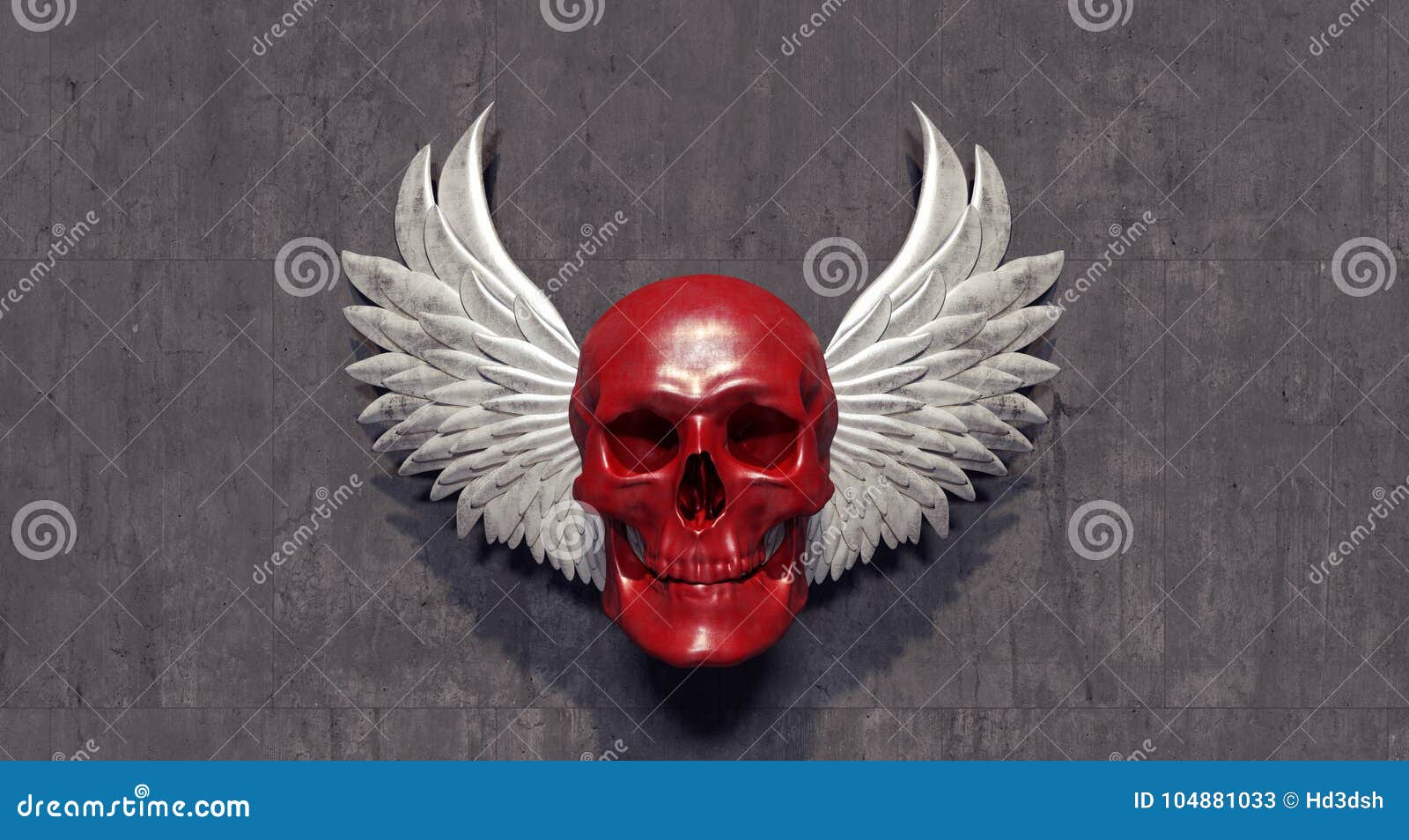 Red Skull with White Angel Wings Stock Illustration - Illustration of ...
