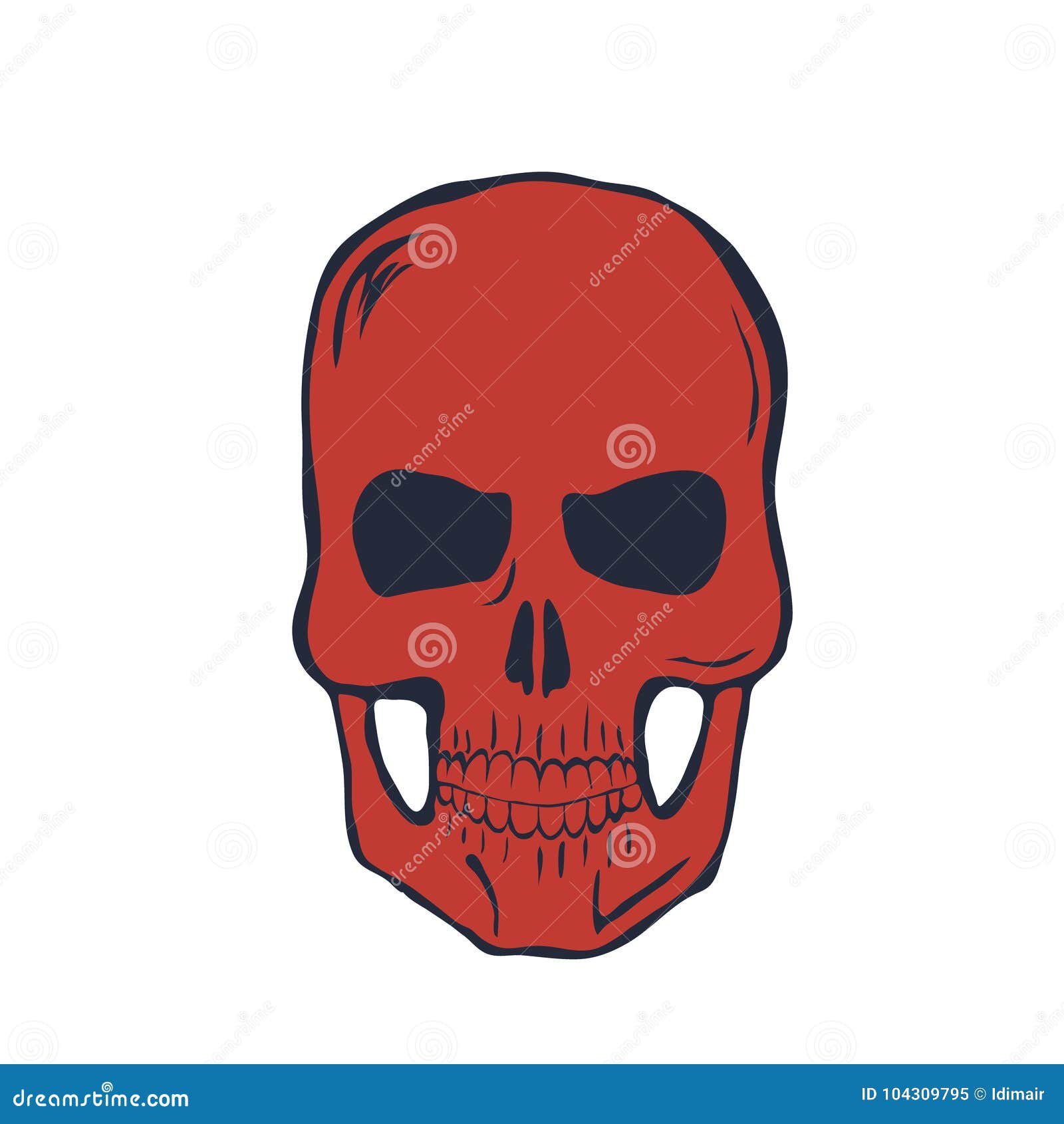 Red Skull on White Background. Vector Stock Vector - Illustration of ...