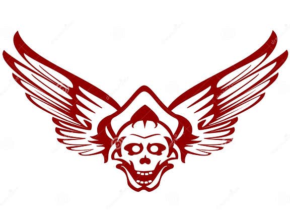 Red skull with wings stock illustration. Illustration of flying - 7479913