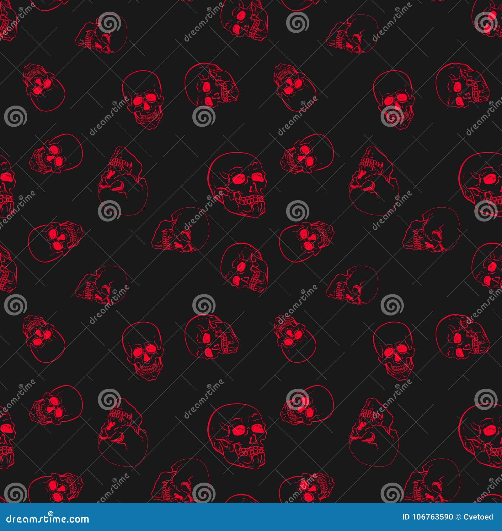 Red Skulls Vector Seamless Pattern Stock Vector - Illustration of ...