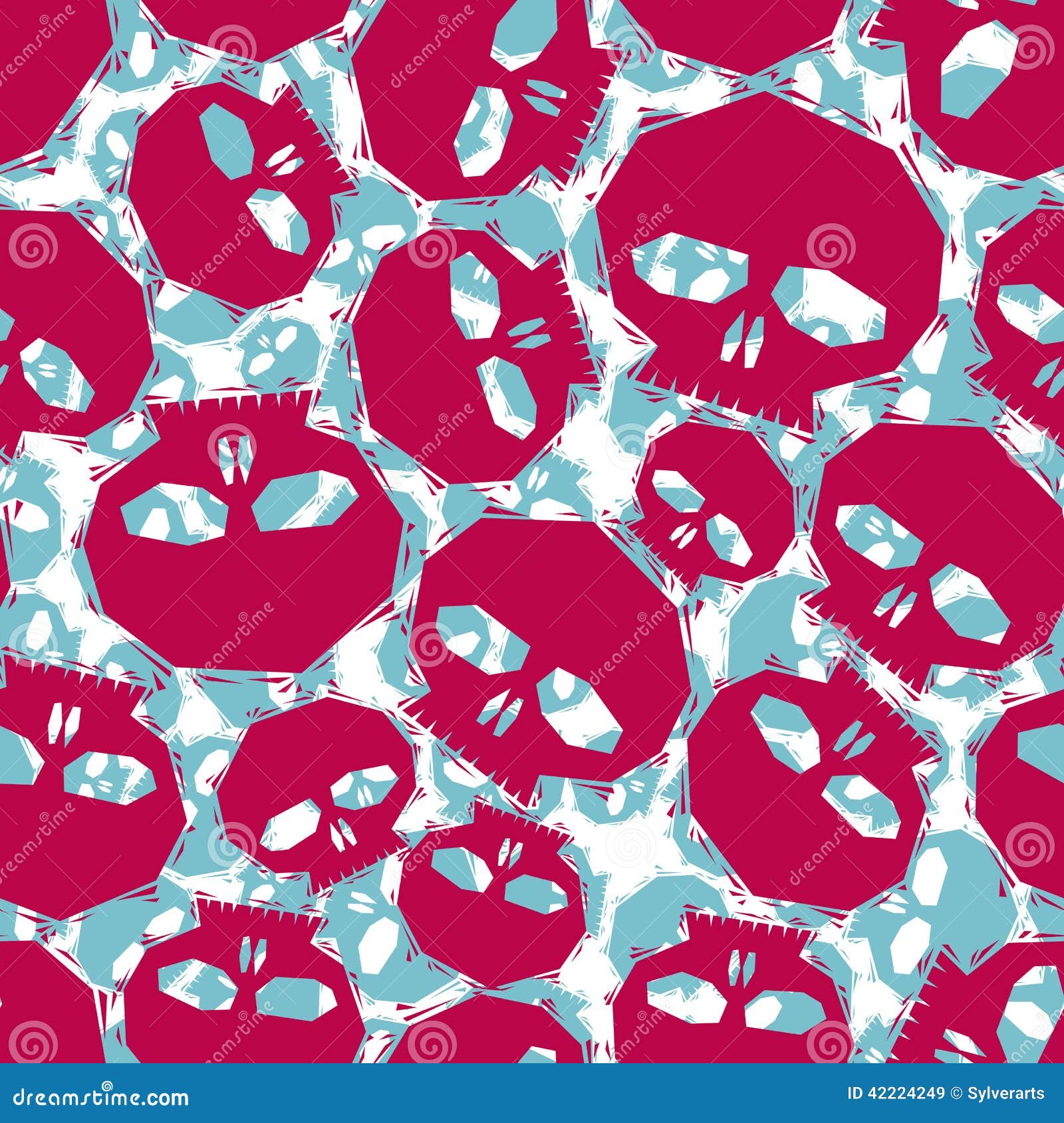 Red Skulls Seamless Pattern, Geometric Contemporary Style Repeat Stock ...
