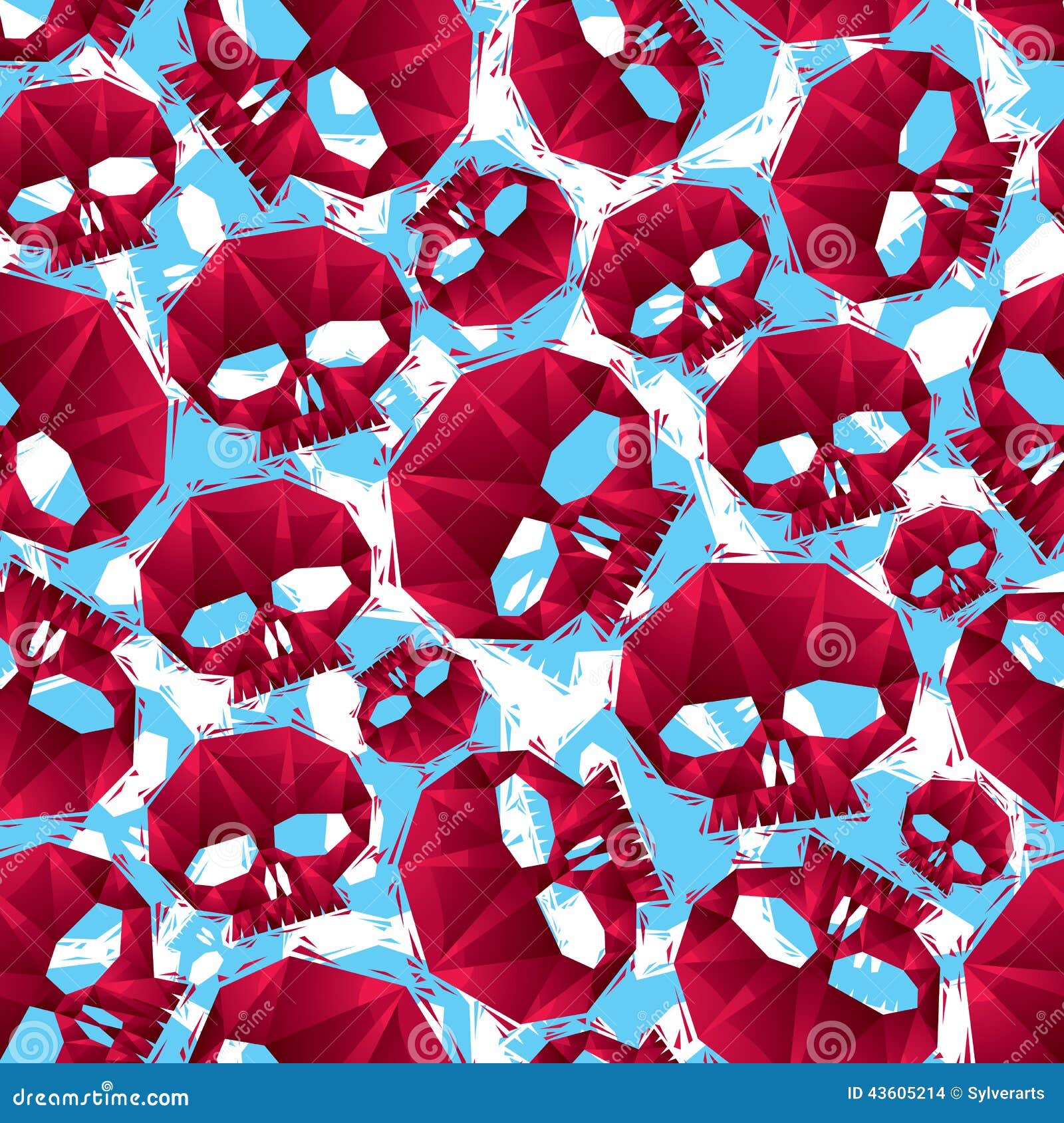 Red Skulls Seamless Pattern, Geometric Contemporary Style Repeat Stock ...