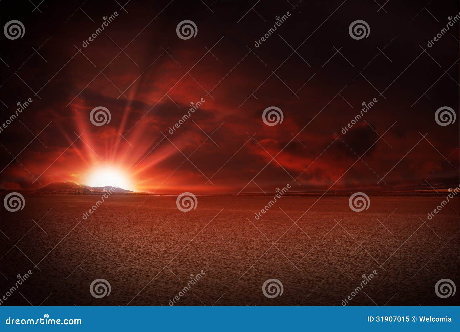 Red Sky Desert Sunset stock image. Image of dusty, drought - 31907015