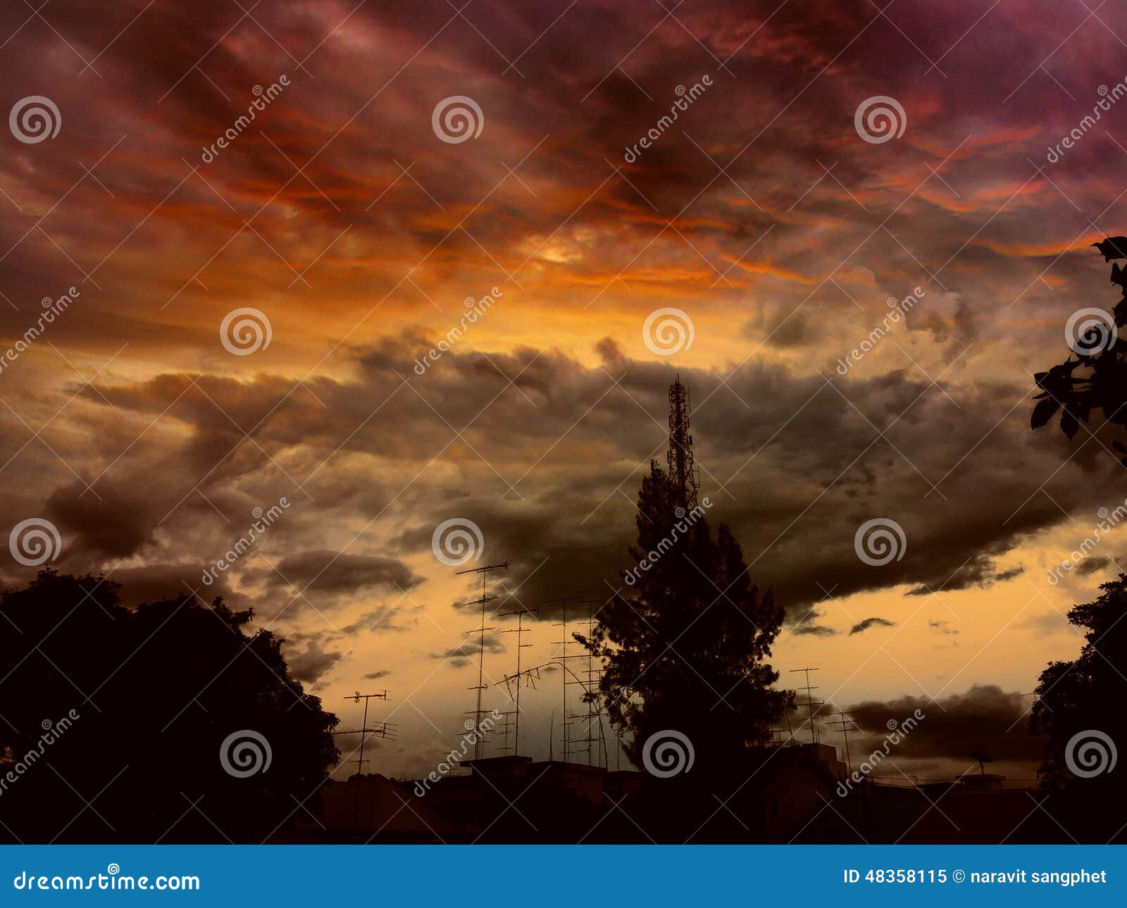 Red sky stock image. Image of skyred, home, evening - 48358115