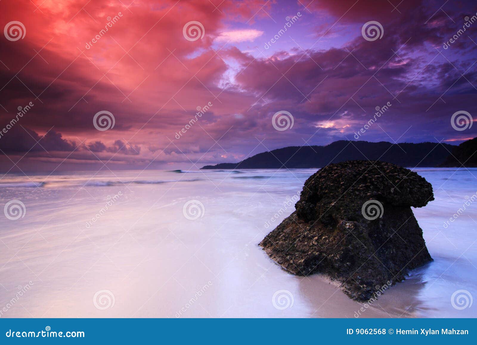 Red Sky Sunrise at Perhentian Island Beach Stock Photo - Image of sand ...