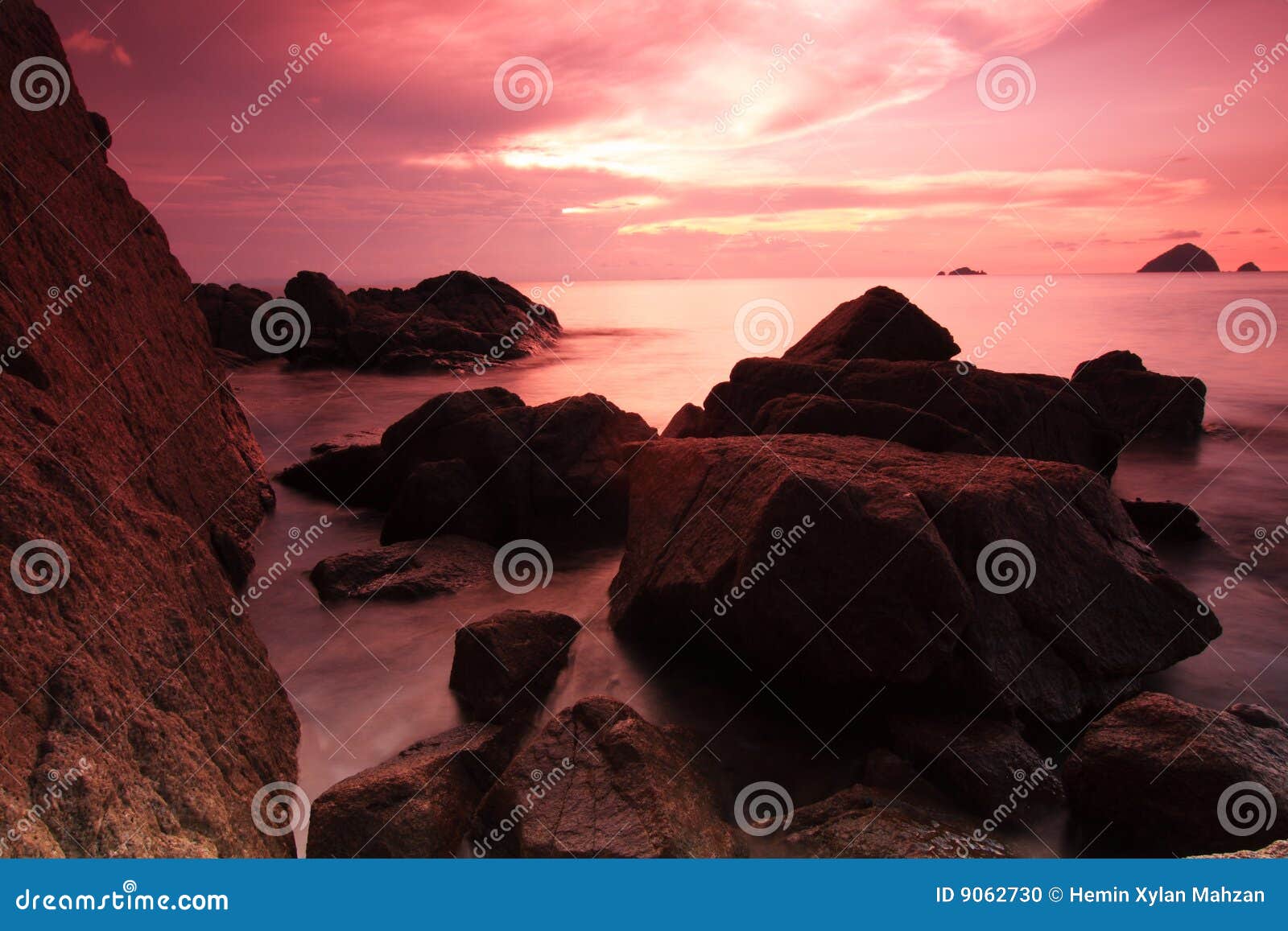 Red Sky Sunrise at Perhentian Island Beach Stock Photo - Image of ...