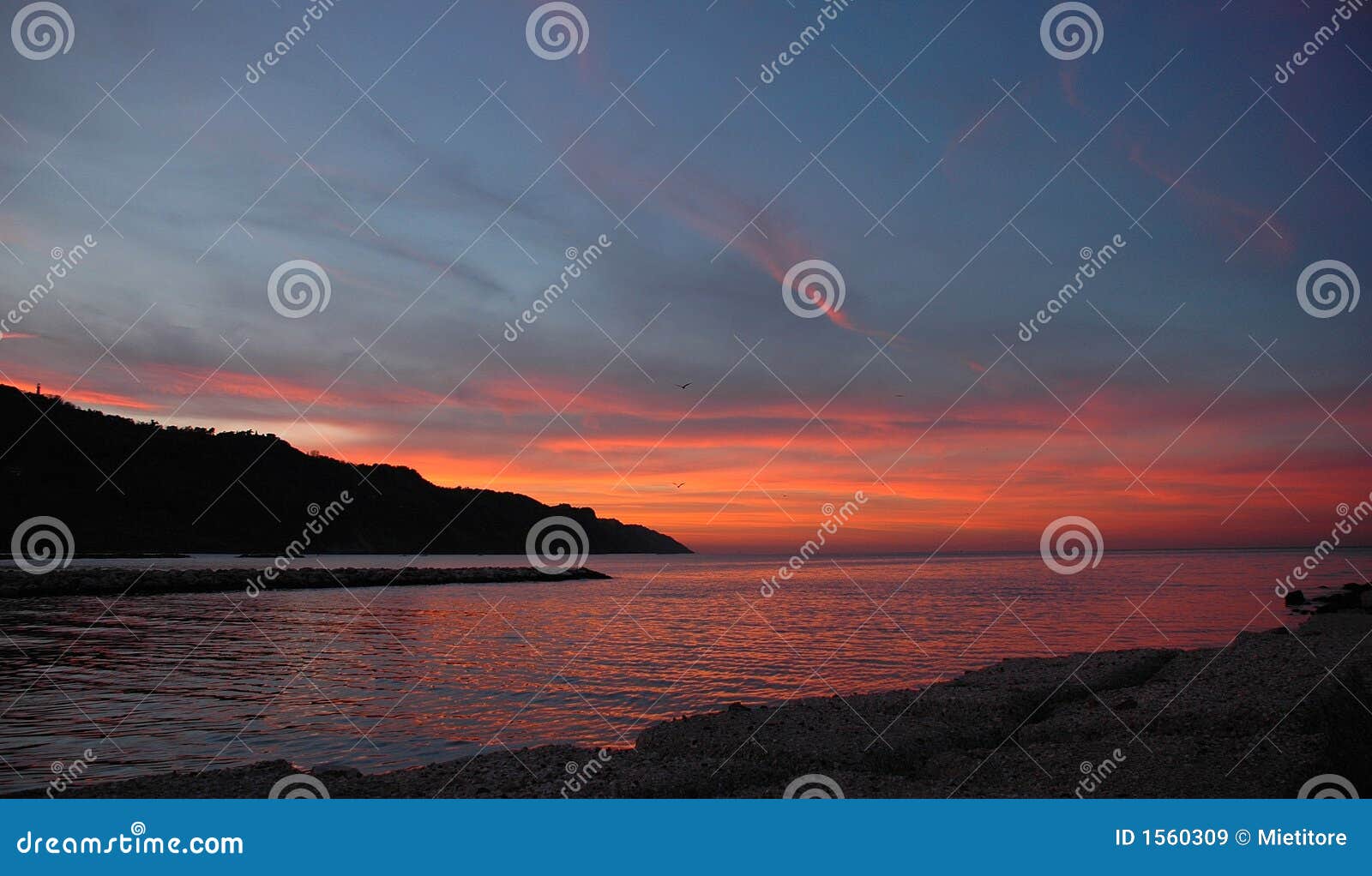 Red sky in sunset - Italy stock image. Image of blue, birds - 1560309