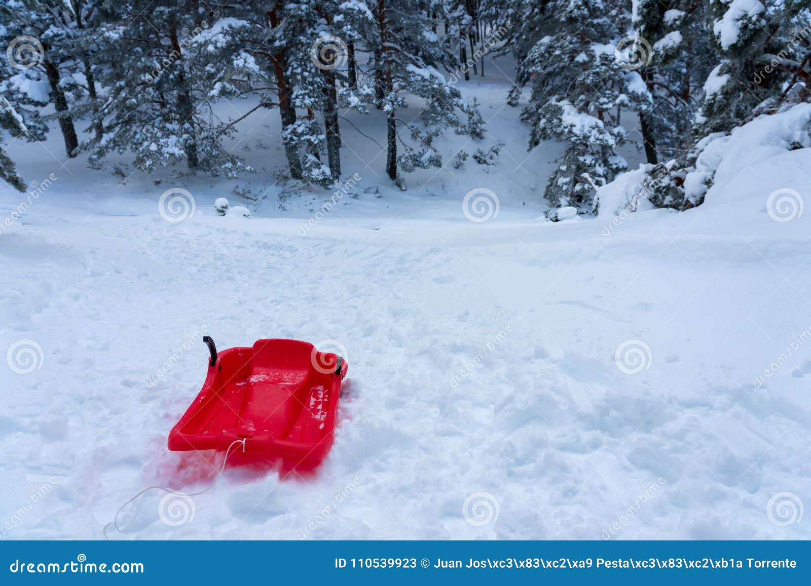 Red sled in the snow stock image. Image of drive, season - 110539923