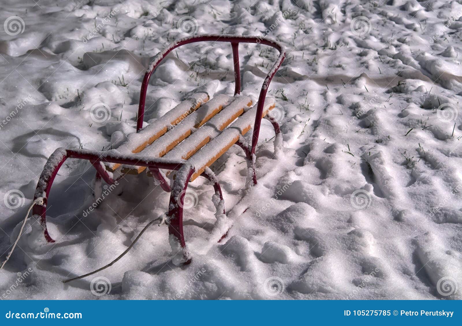 Red sledge stock image. Image of sled, decorative, night - 105275785