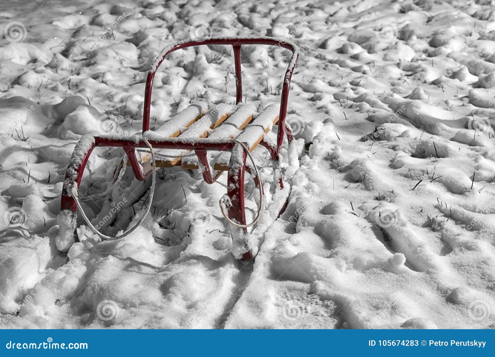 Red sledge stock image. Image of festive, season, sleigh - 105674283