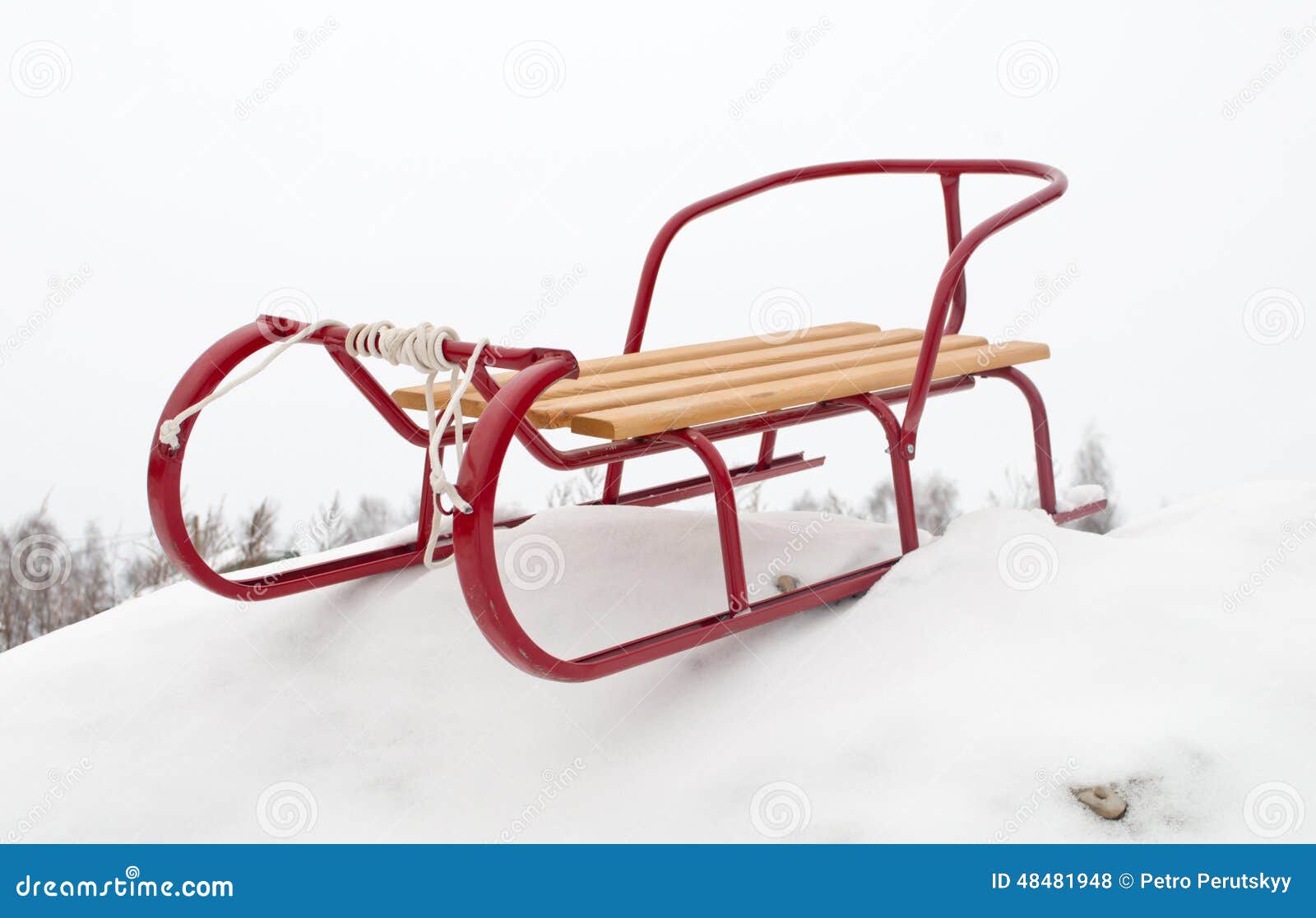 Red sledge stock photo. Image of frost, snow, christmas - 48481948