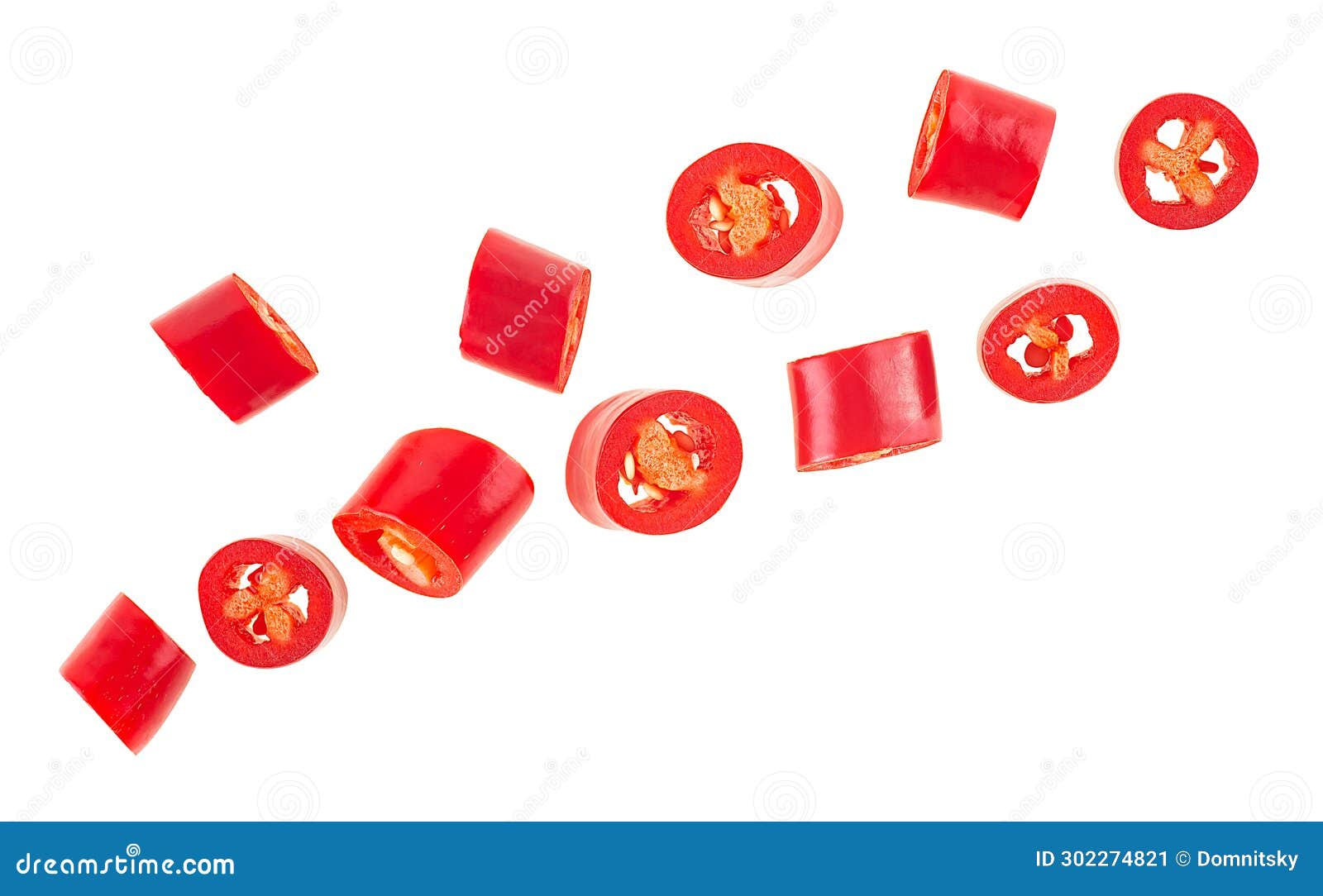 Red Sliced Chili Pepper Isolated on White Background, View from Above ...