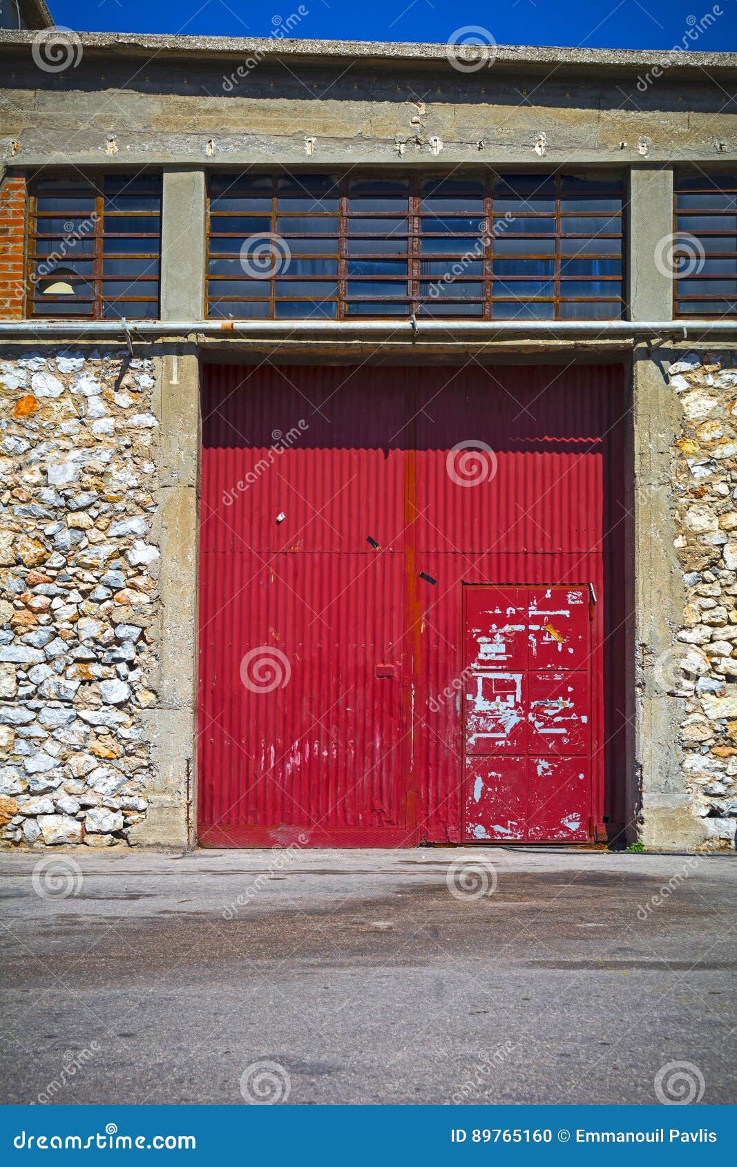 Red sliding doors stock photo. Image of grunge, damage - 89765160