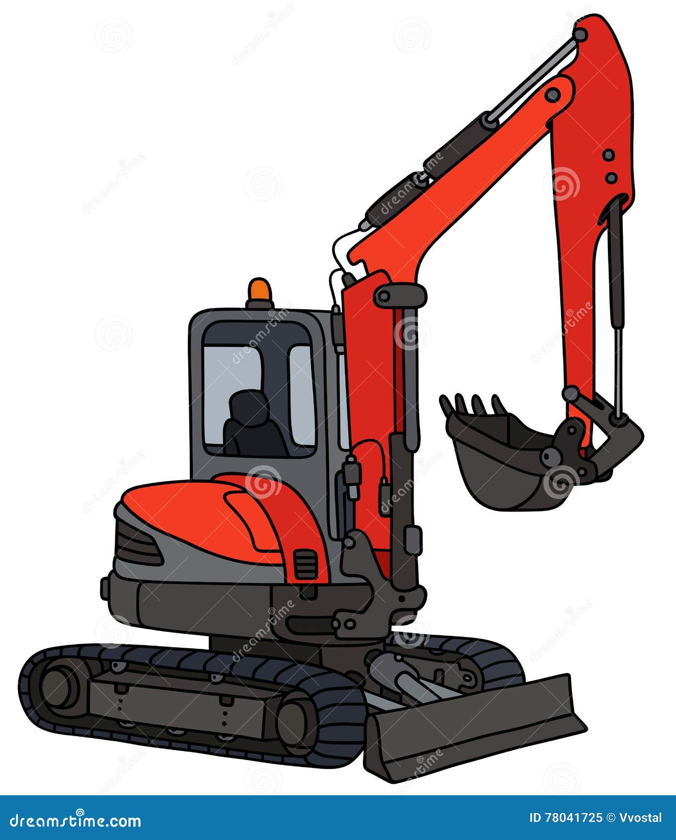 Red small excavator stock vector. Illustration of share - 78041725
