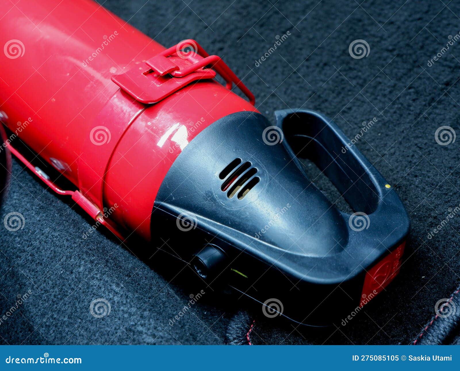 Red Small Fire Extinguisher in the Car for Safety and Prevent Fire ...