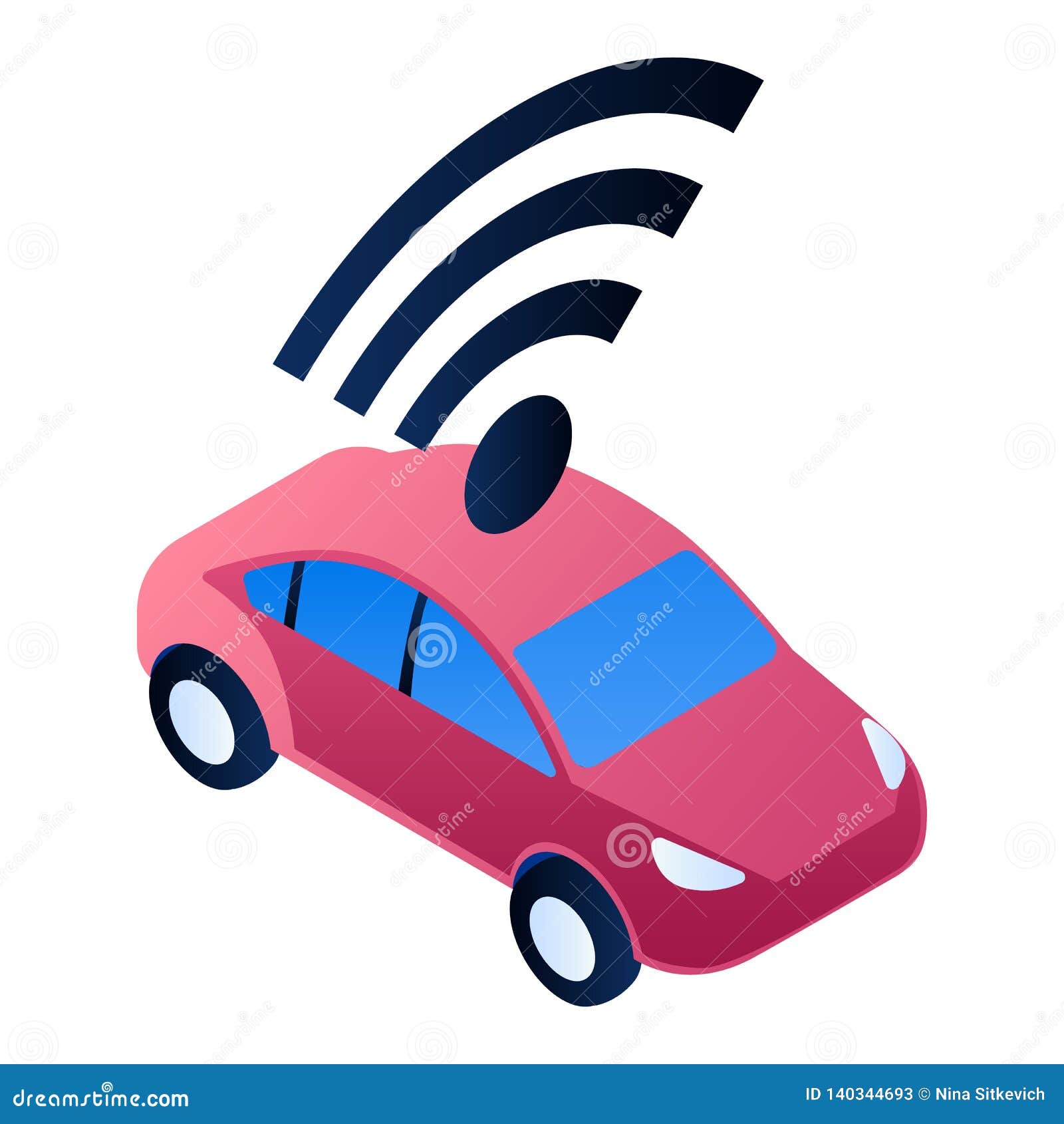 Red Smart Car Icon, Isometric Style Stock Vector - Illustration of door ...